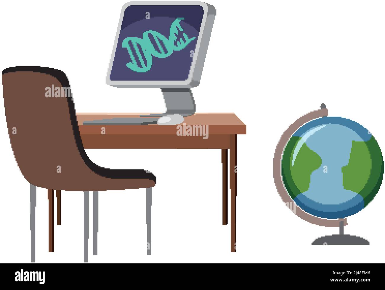 Computer on the table wih globe illustration Stock Vector Image & Art ...