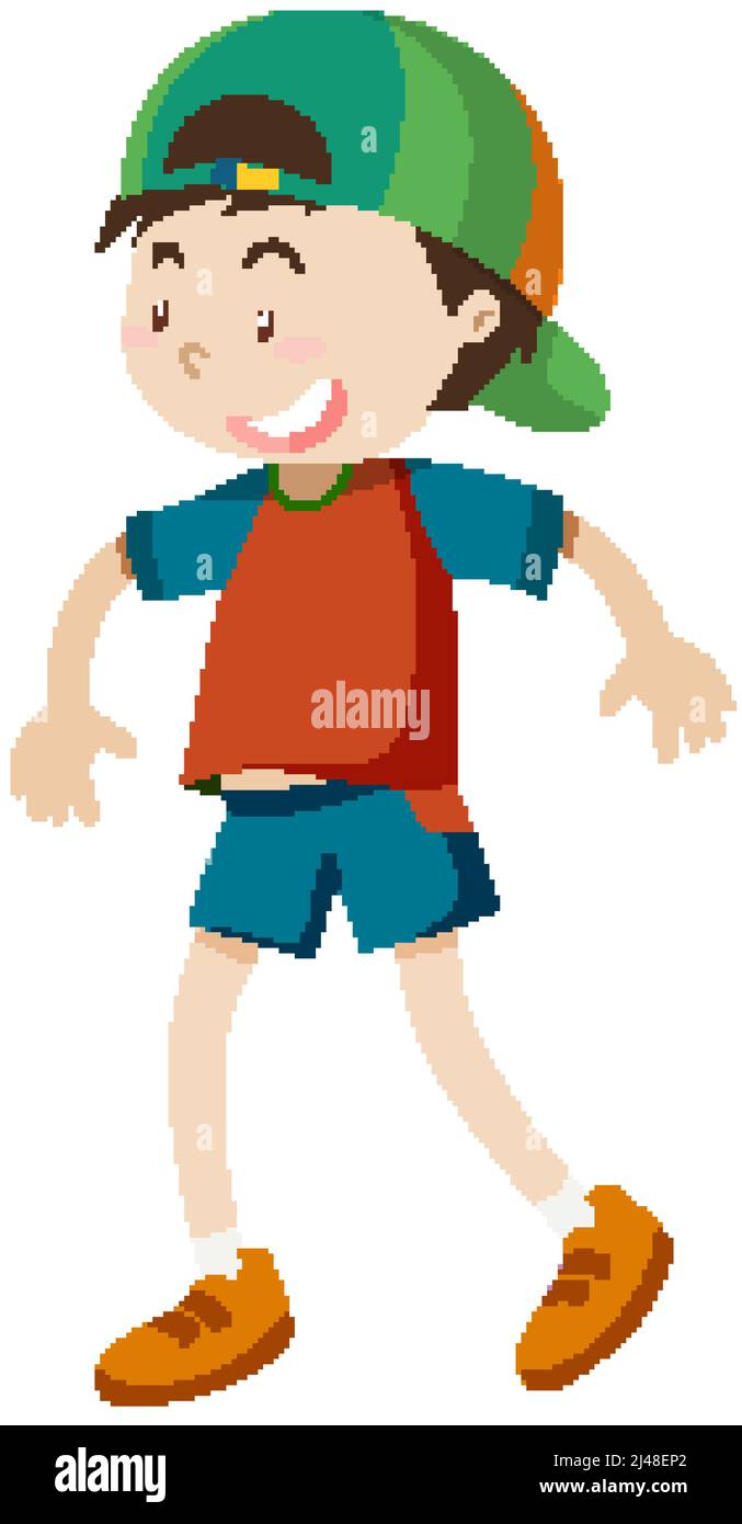 Active boy simple cartoon character illustration Stock Vector Image ...