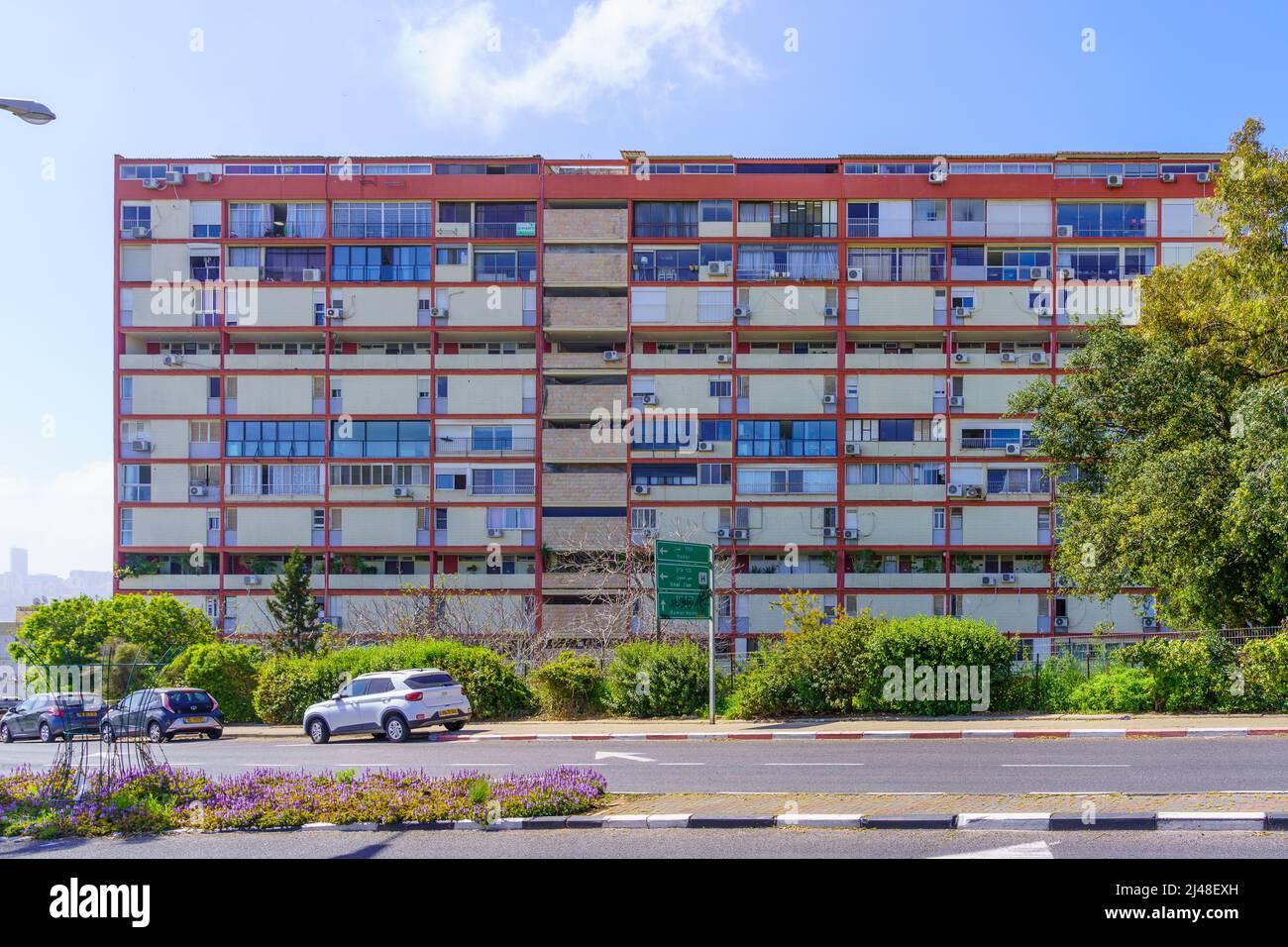 Haifa, Israel - April 09, 2022: View of a building with typical ...