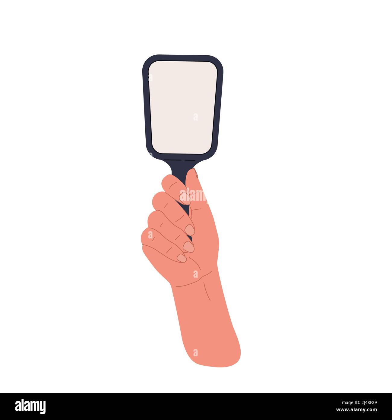 Hand holding rectangular shaped mirror.Flat cartoon illustration Stock ...