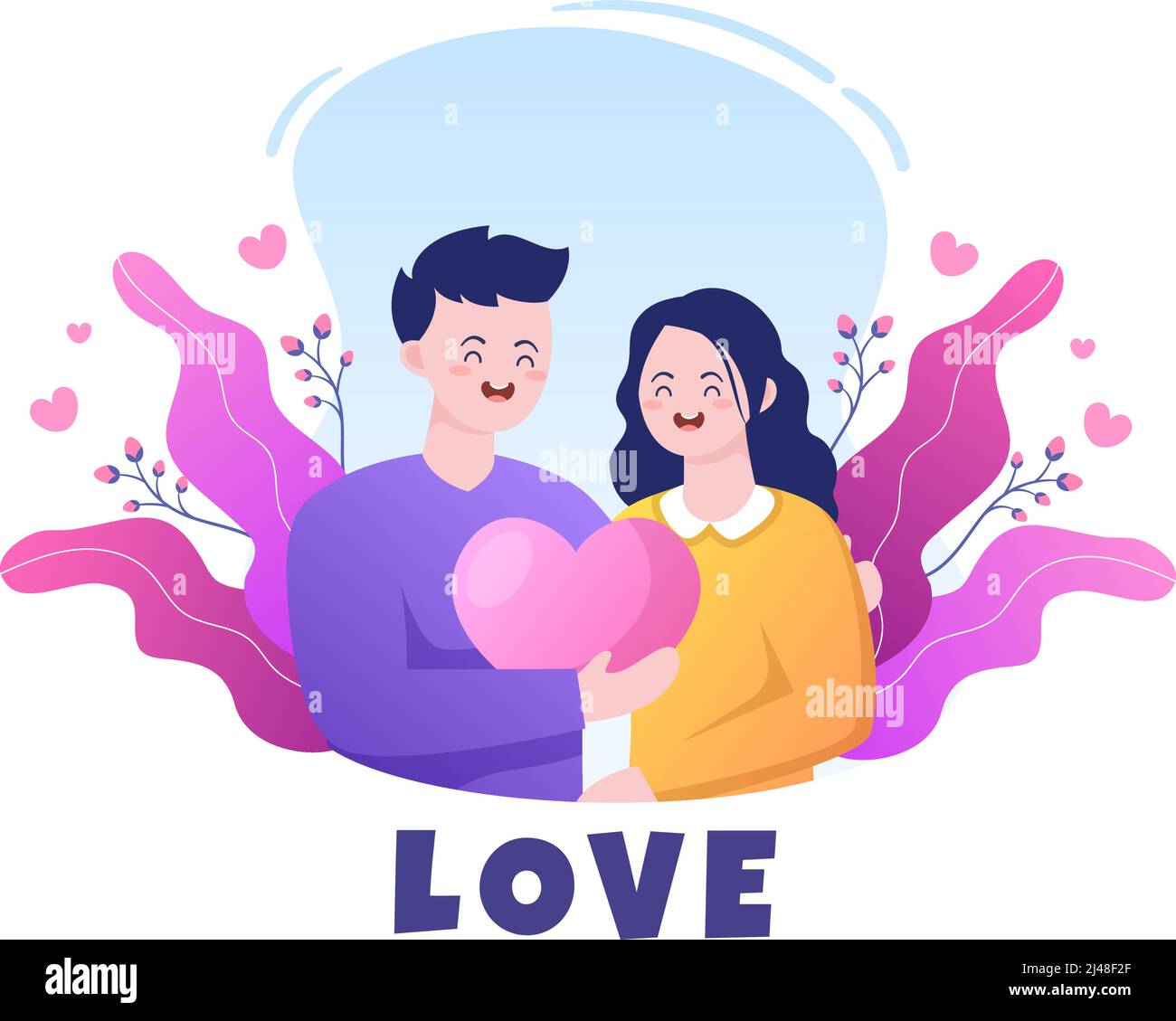 Love Sign Vector Cartoon Background Illustration to Self Care ...