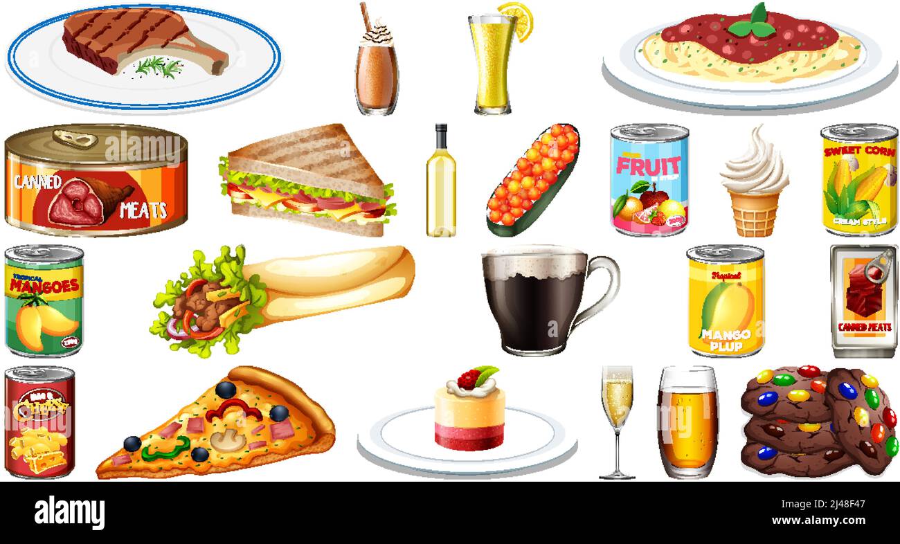 Set of different foods illustration Stock Vector Image & Art - Alamy