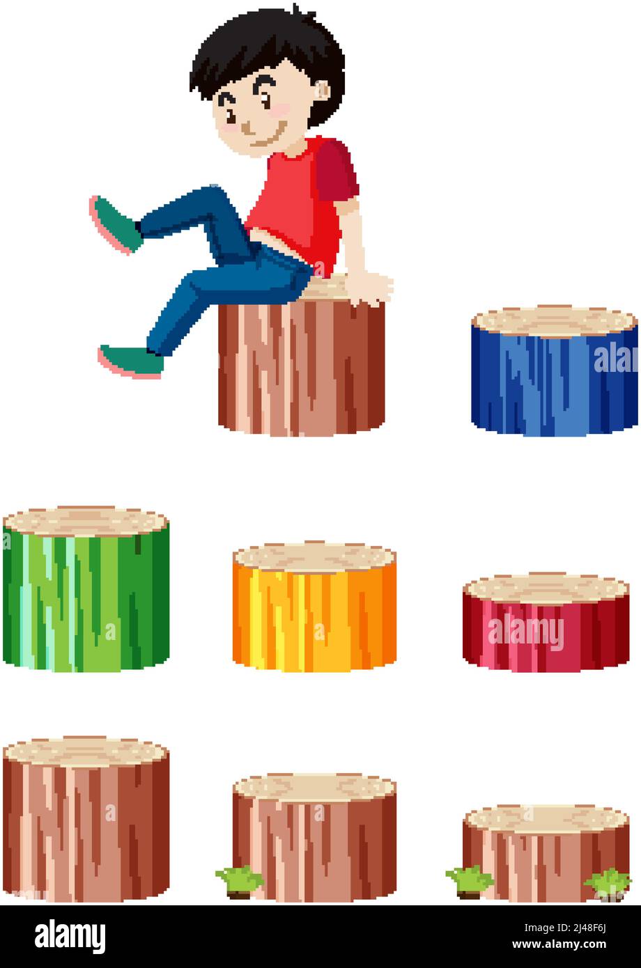 A boy with many different stump illustration Stock Vector Image & Art ...