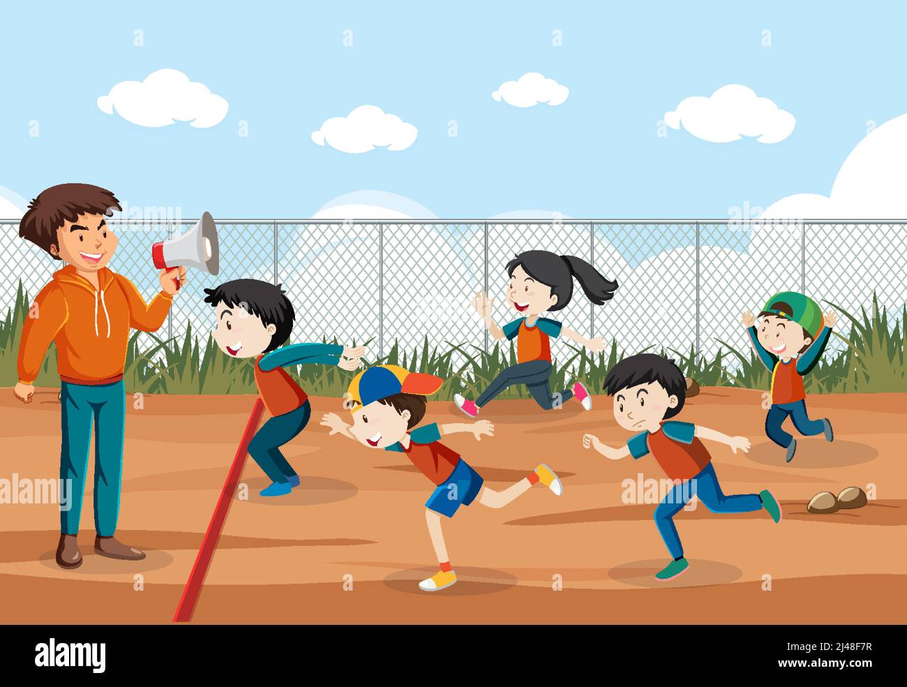 Kids playing red light green light game illustration Stock Vector Image ...