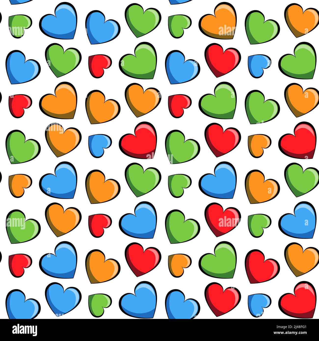 Colored cartoon hearts pattern. Decorative Vector texture for ...