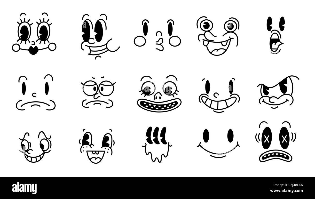 Retro 30s cartoon and comics characters faces. Traditional emotions ... Retro 30s cartoon and comics characters faces. Traditional emotions ...