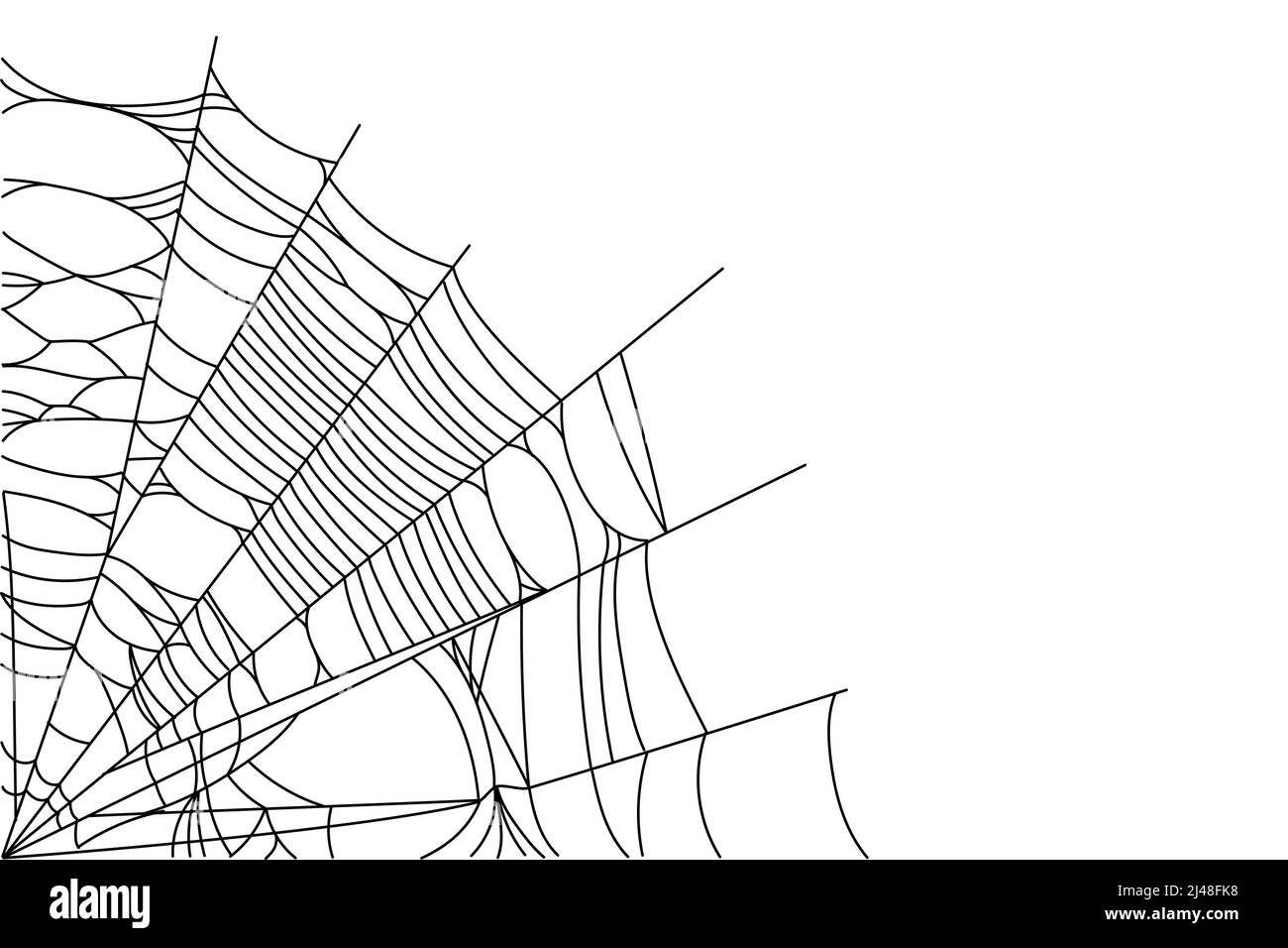 Spider web parts isolated on white background. Scary cobweb outline ...