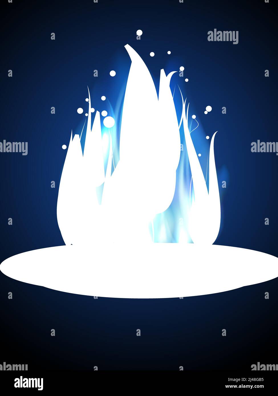 Blue fire flame on dark background with gas industry text vector ...