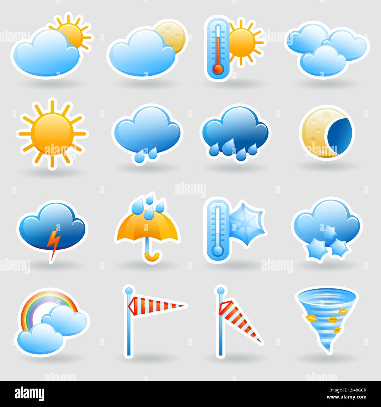 Weather forecast tablet mobile symbols widget icons set with clouds and ...