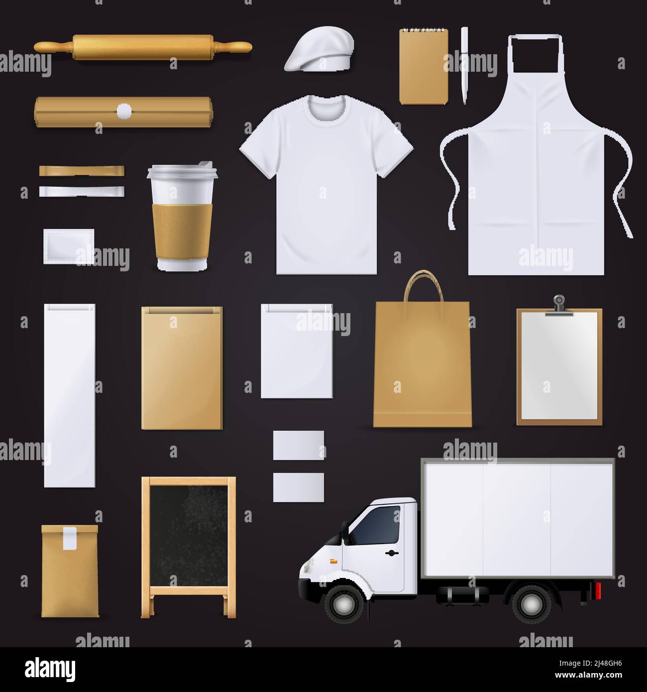 Bakery pastry shop visual corporate identity blank template items ...