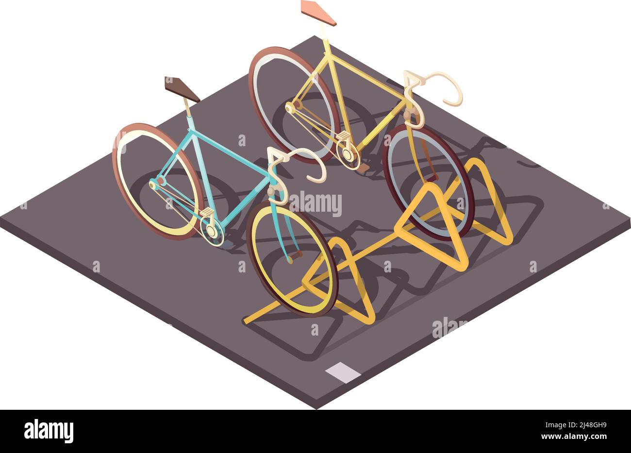 Bicycle parking concept with city bike ride symbols isometric vector ...