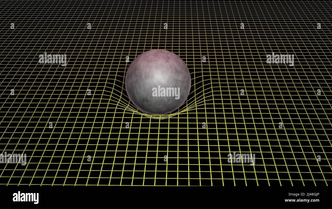 Massive stellar object warps fabric of space. Object curving spacetime ...