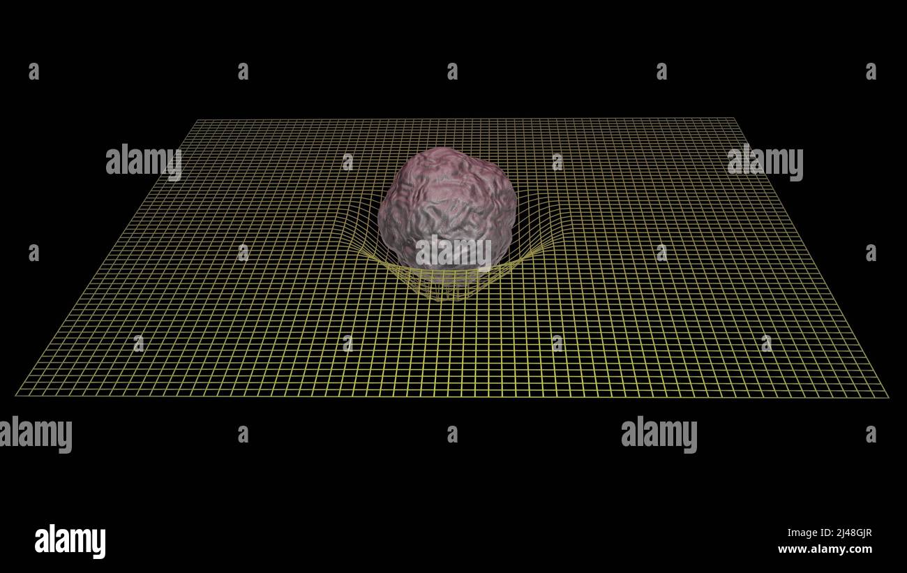 Massive stellar object warps fabric of space. Object curving spacetime ...