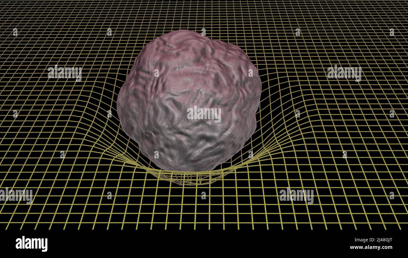 Massive stellar object warps fabric of space. Object curving spacetime ...