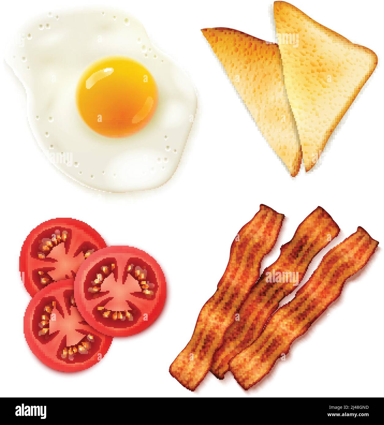 Full english breakfast 4 main ingredients top view set with egg tomato ...