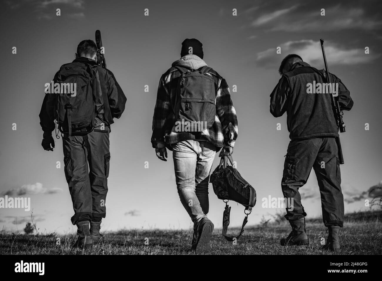 Hunters with shotgun gun on hunt. Hunting in Russia Stock Photo - Alamy