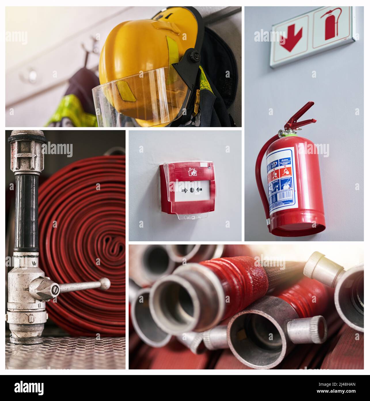 In case of fire.... Composite image of firefighting fear in a fire ...