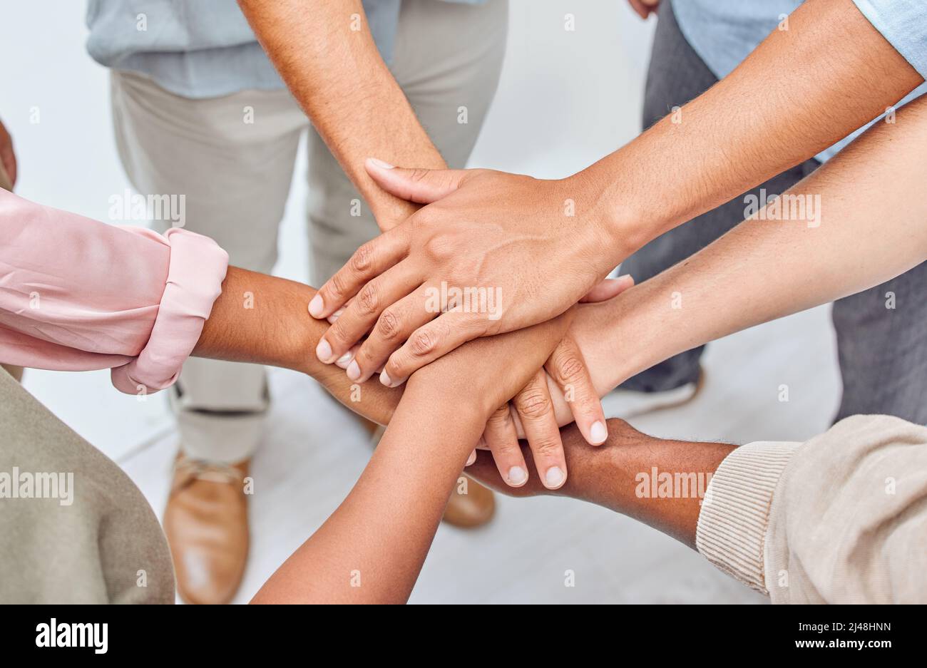 There is power in standing together. Closeup shot of a group of ...