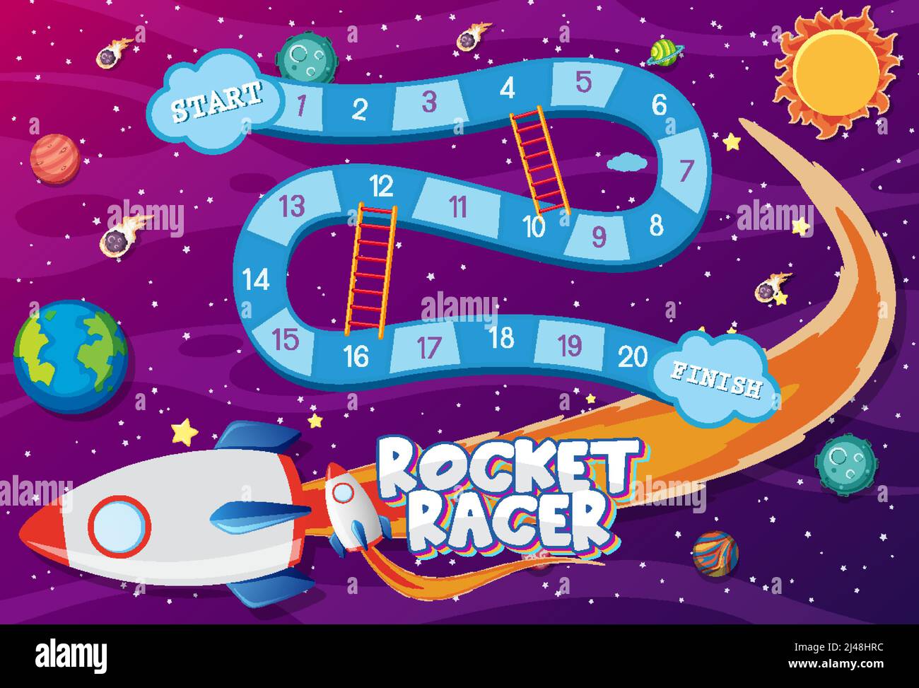 Game template with space theme background illustration Stock Vector ...
