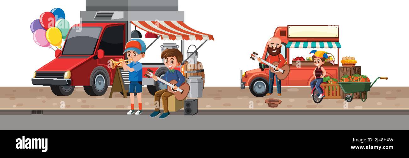 People performing on the street illustration Stock Vector Image & Art ...