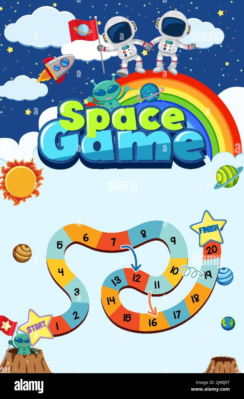 Game template with space theme background illustration Stock Vector ...