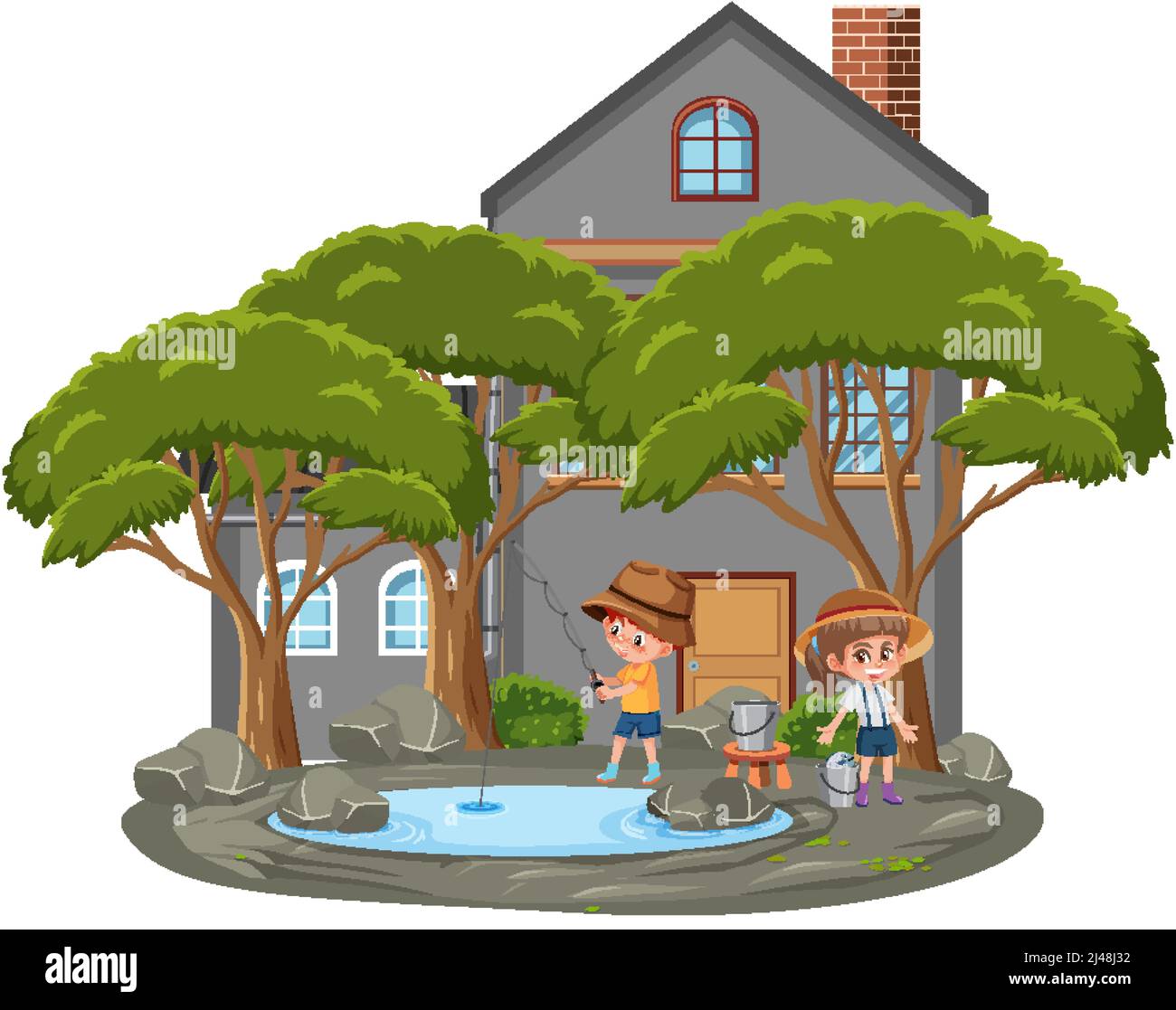 Isolated scene with people cartoon character illustration Stock Vector ...