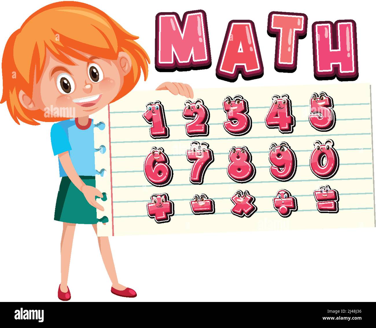 Counting number 0 to 9 and math symbols illustration Stock Vector Image ...