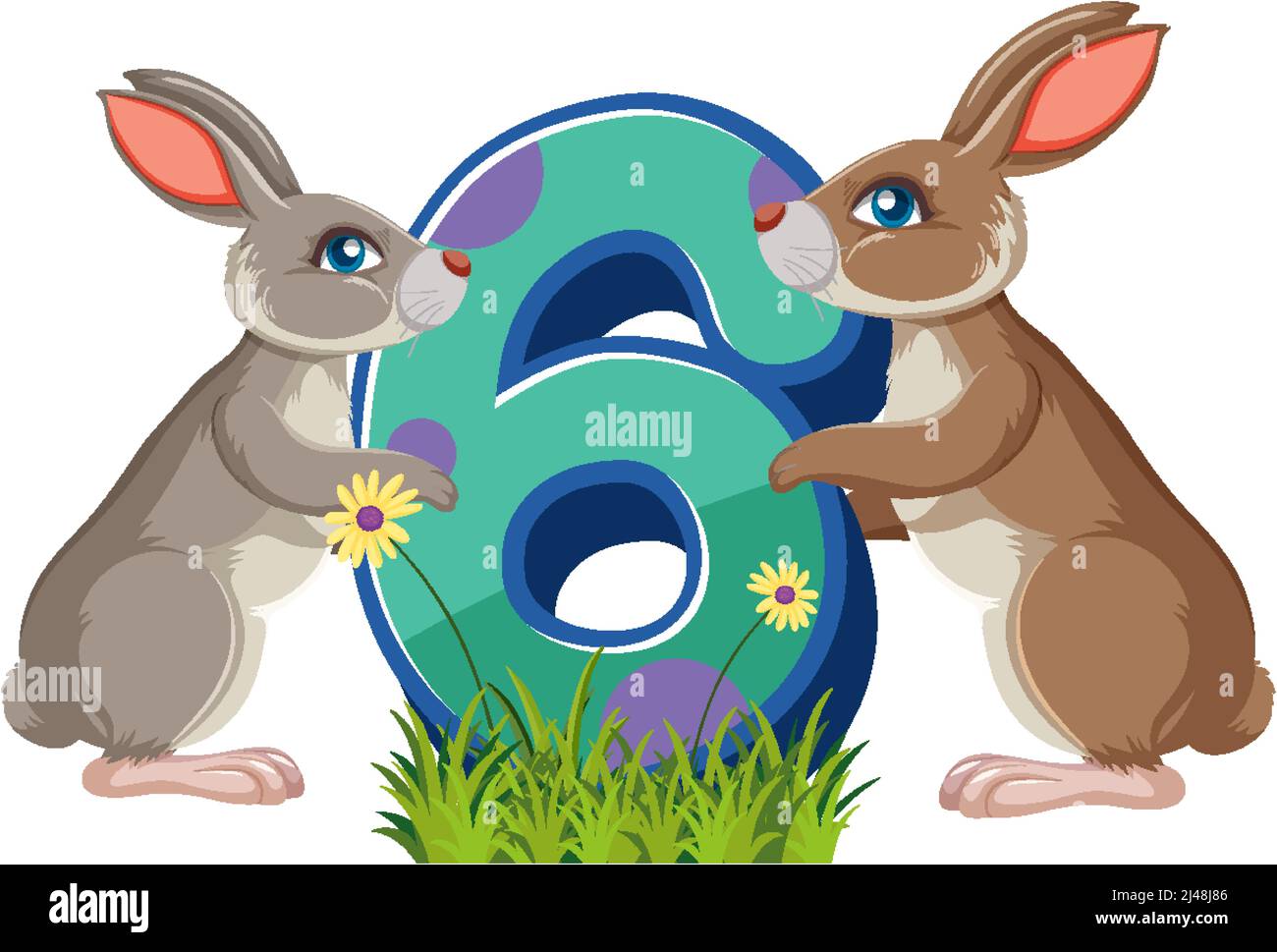 Rabbit holding the number character isolated on white background ...