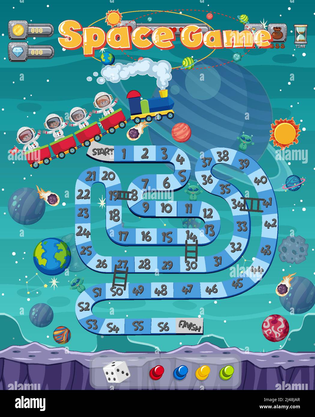 Space maze puzzle game template illustration Stock Vector Image & Art ...