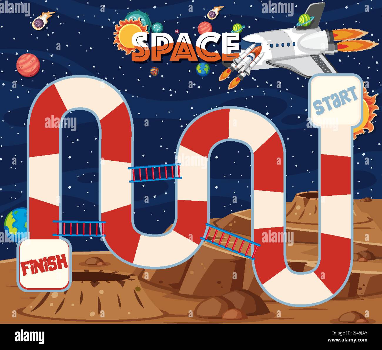 Game template with space theme background illustration Stock Vector ...