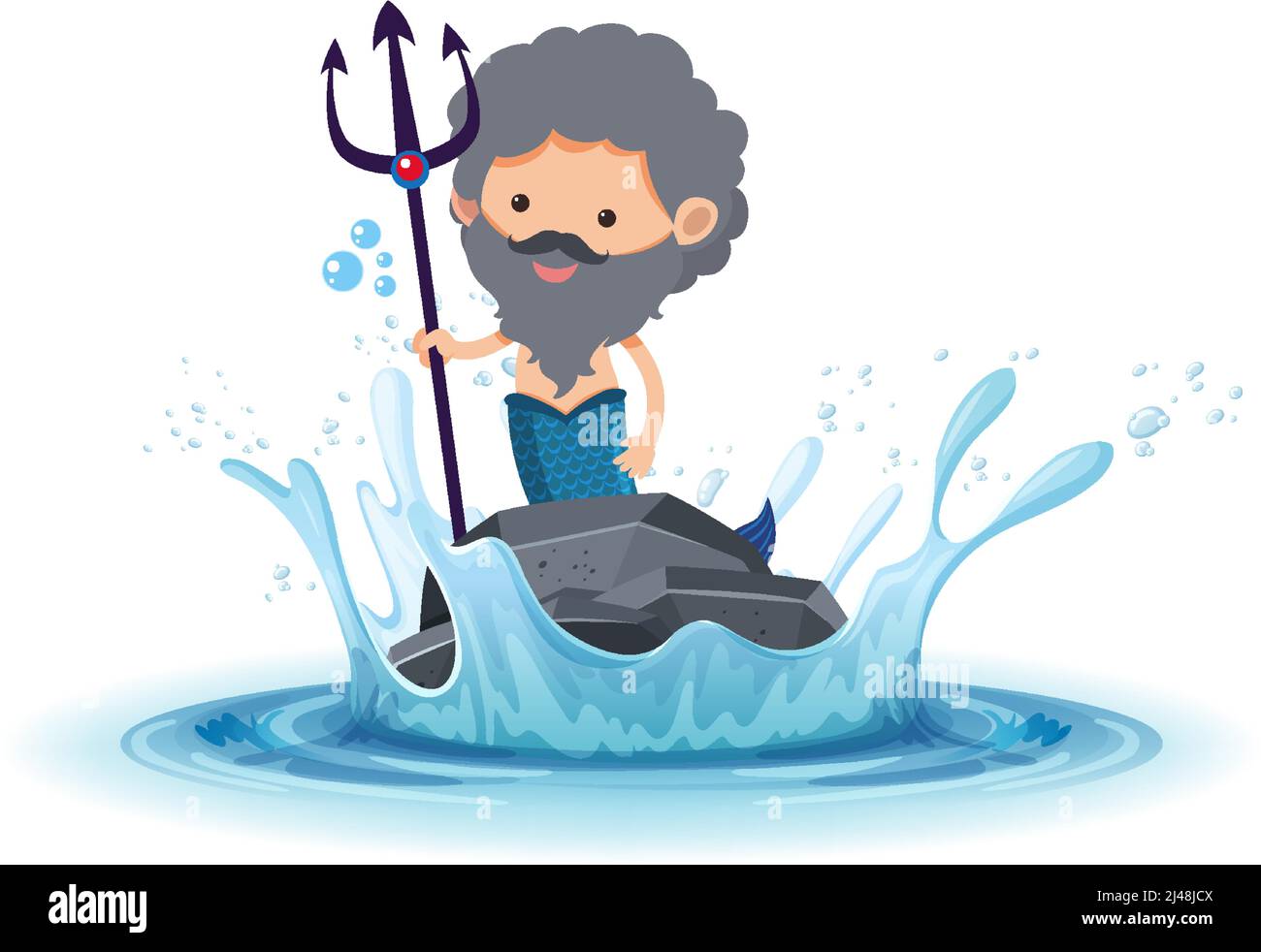 A water splash with mermaid on a stone on white background illustration ...