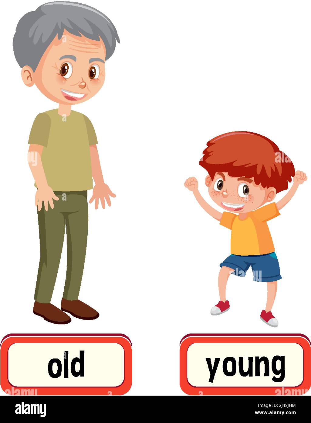 Opposite words for old and young illustration Stock Vector Image & Art ...