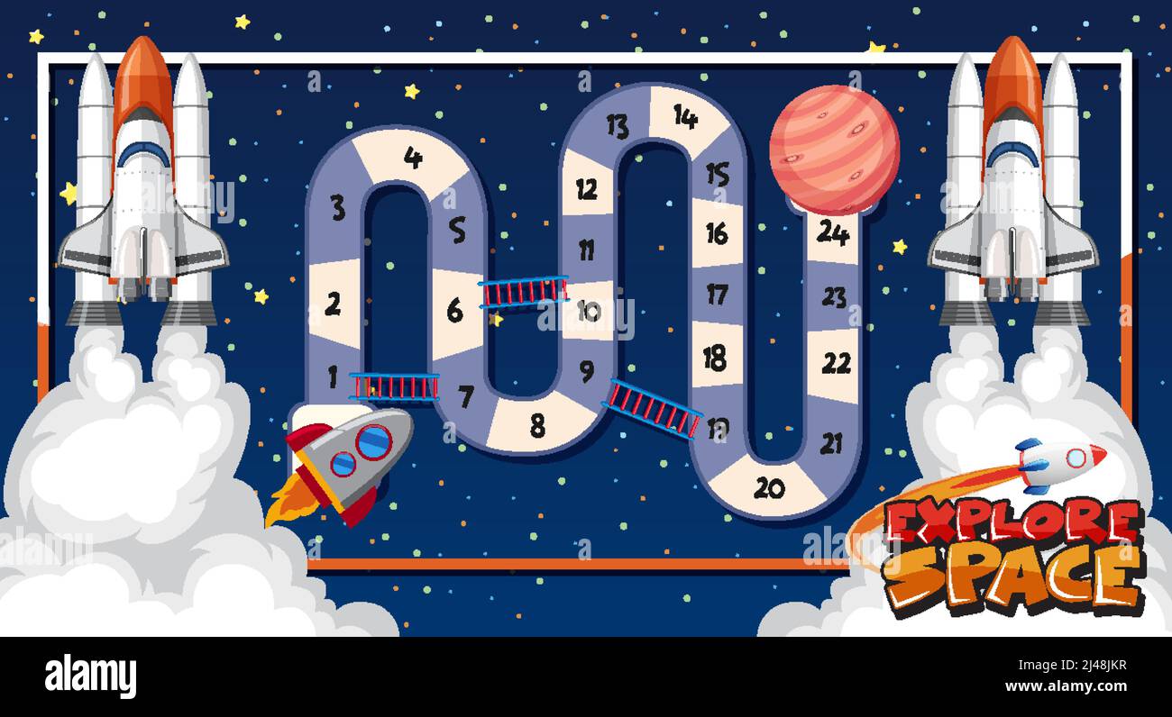 Game template with space theme background illustration Stock Vector ...
