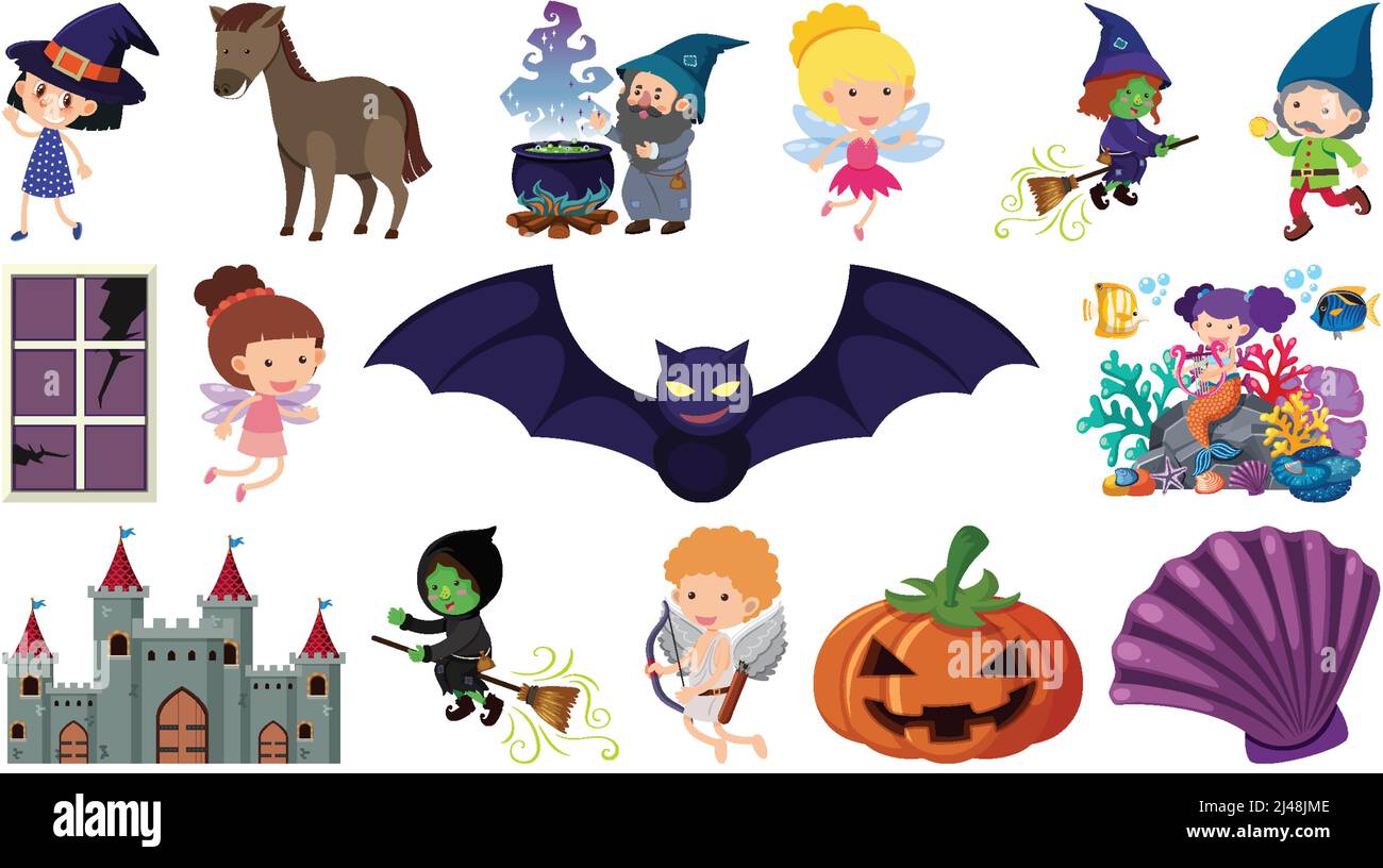 Set of fantasy cartoon characters illustration Stock Vector Image & Art ...