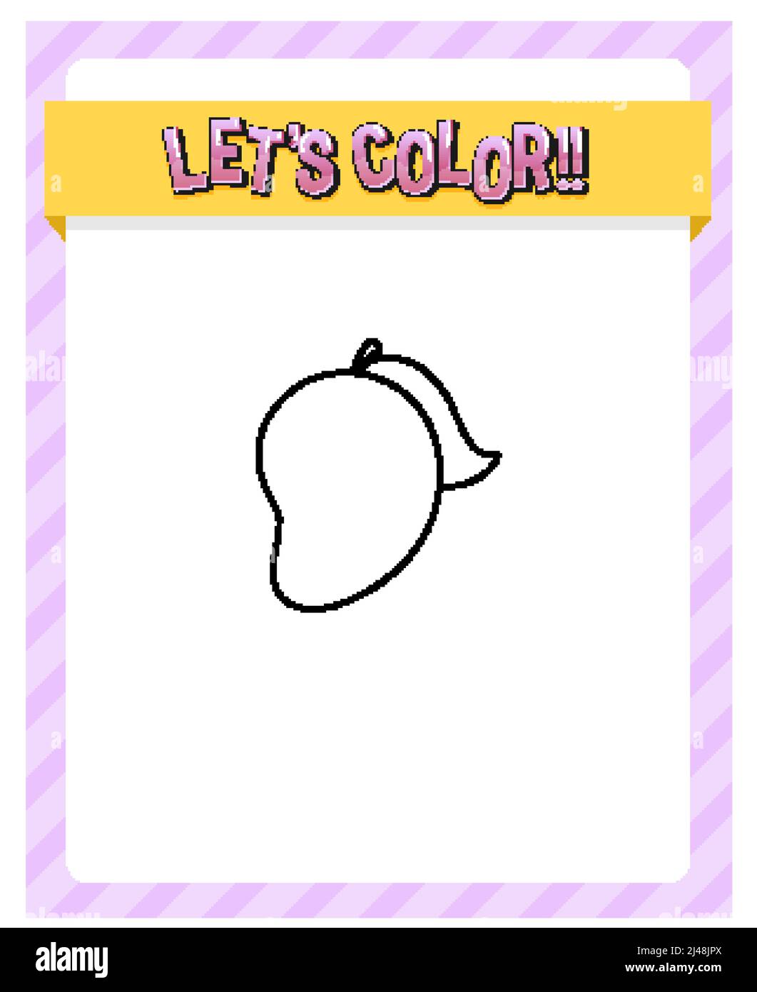 Worksheets template with let’s color!! text and mango outline ...