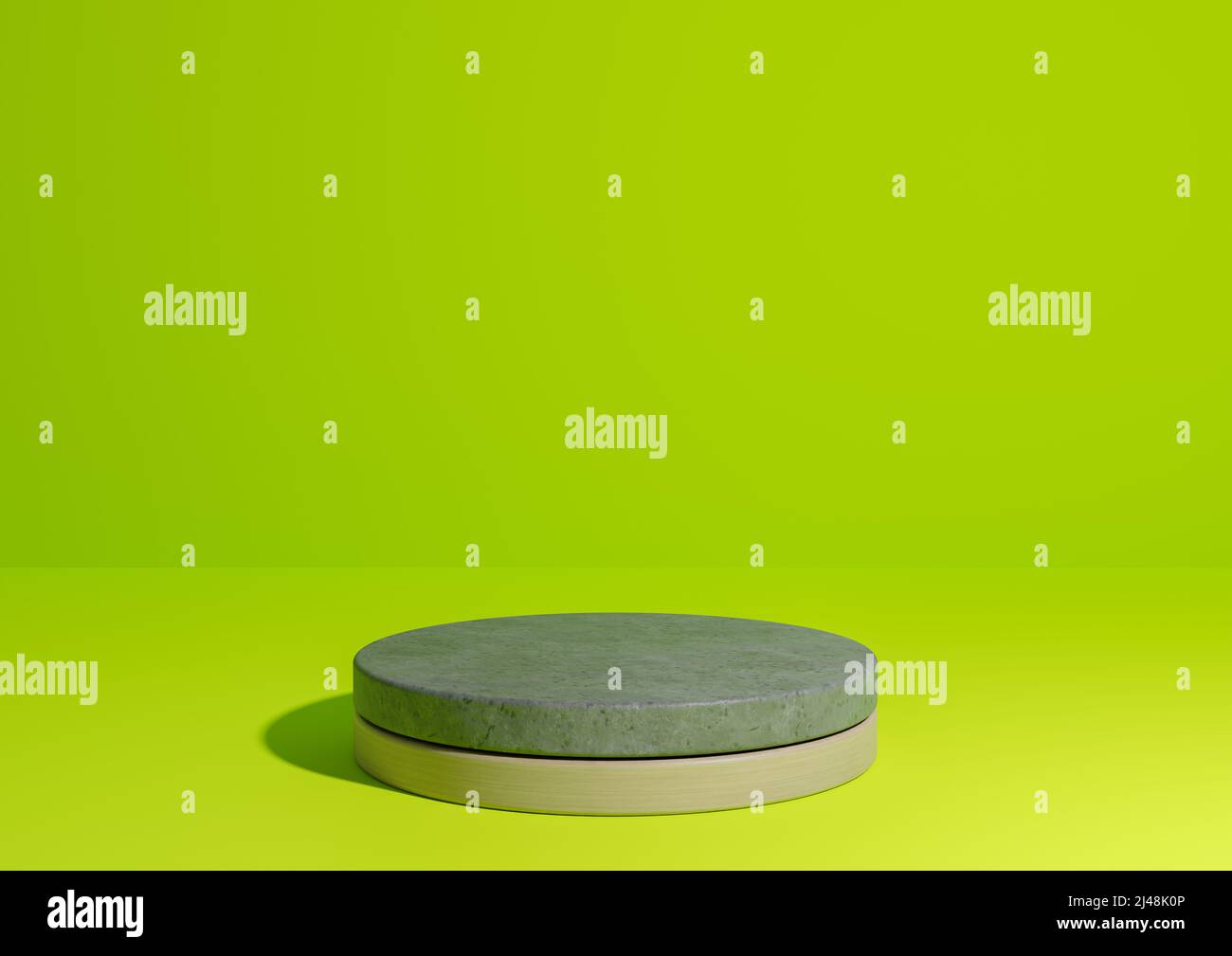 Bright, lime, neon green 3D rendering simple product display, natural minimal background with ...