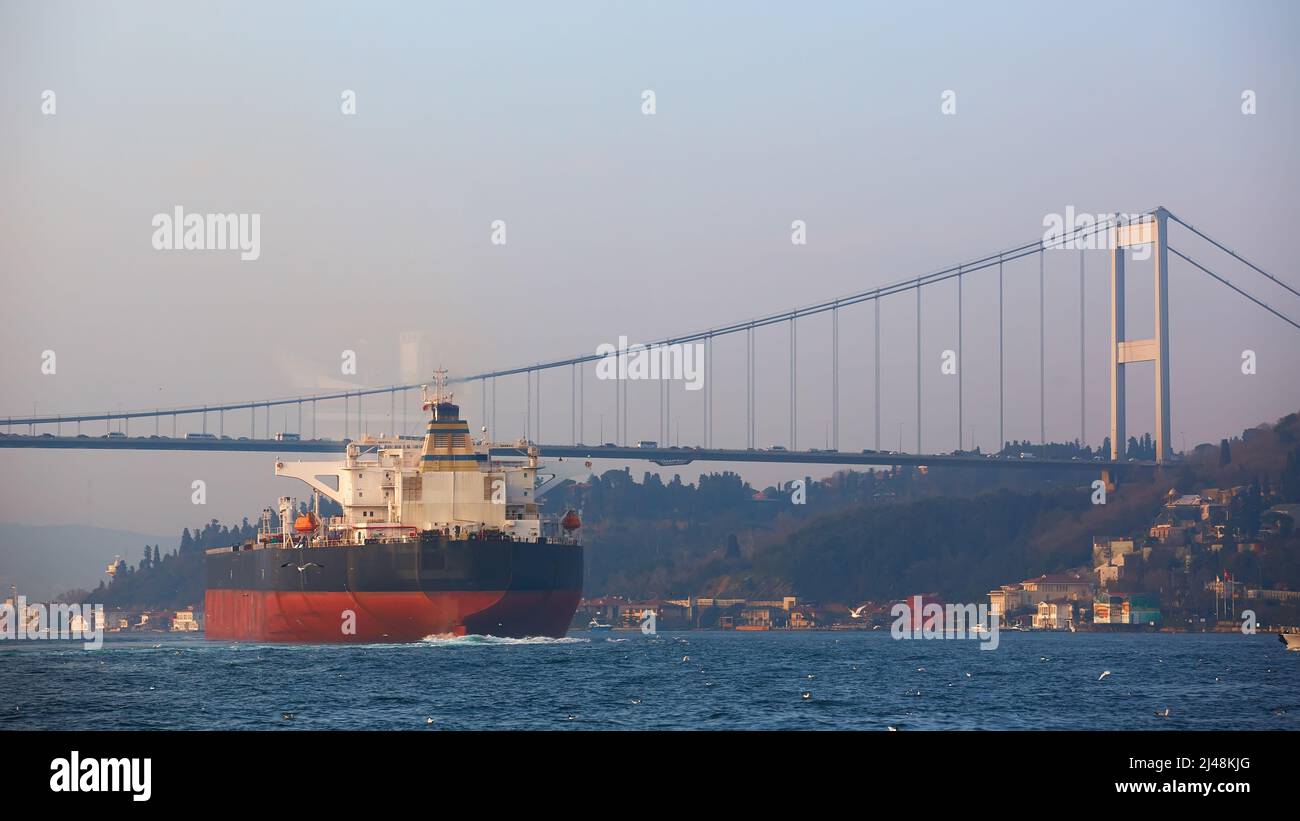 A cargo ship in the Bosphorus, Istanbul, Turkey Stock Photo - Alamy