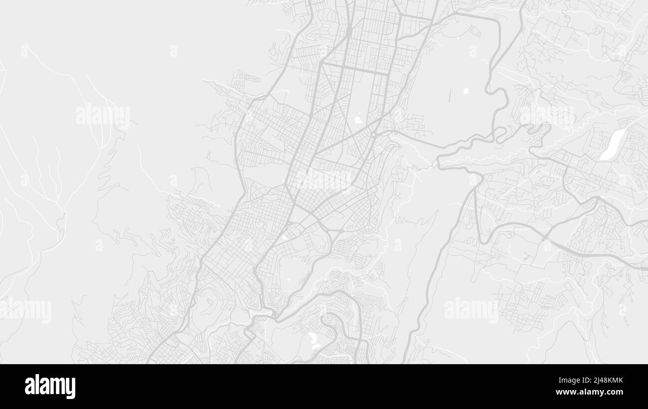 White and light grey Quito City area vector background map, streets and ...