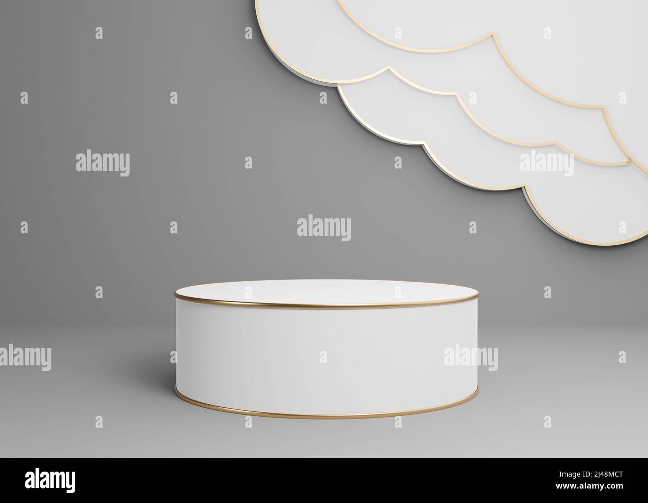 Dark graphite gray, black and white 3D rendering product display podium or stand with abstract ...