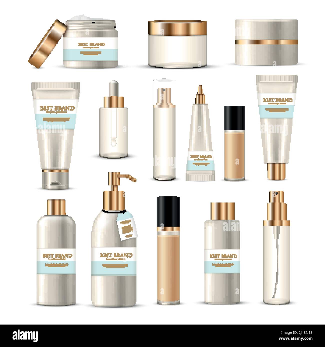 Cosmetic package collection of isolated beauty product images creams ...