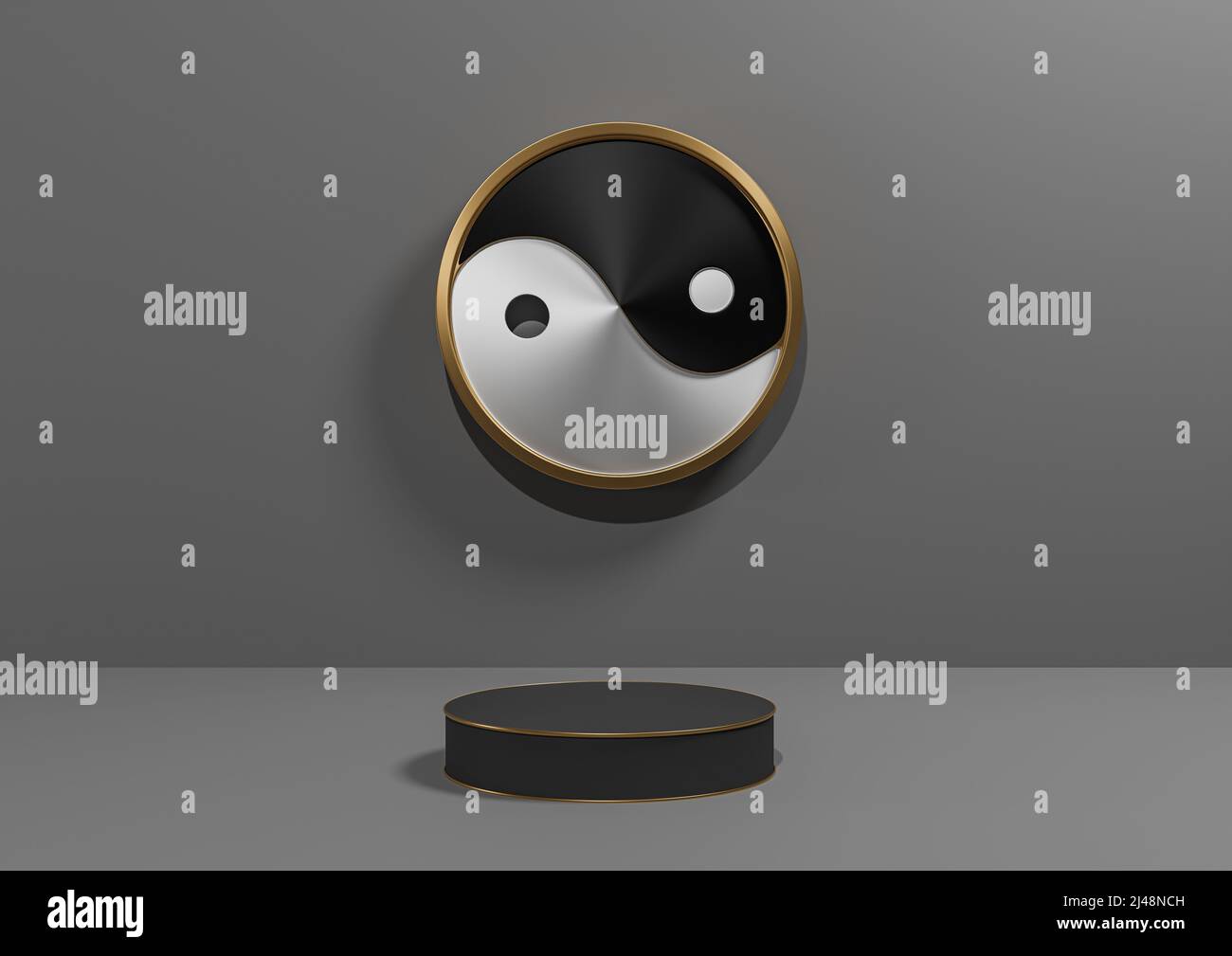 Dark graphite gray, black and white 3D rendering product display background simple, minimal with ...