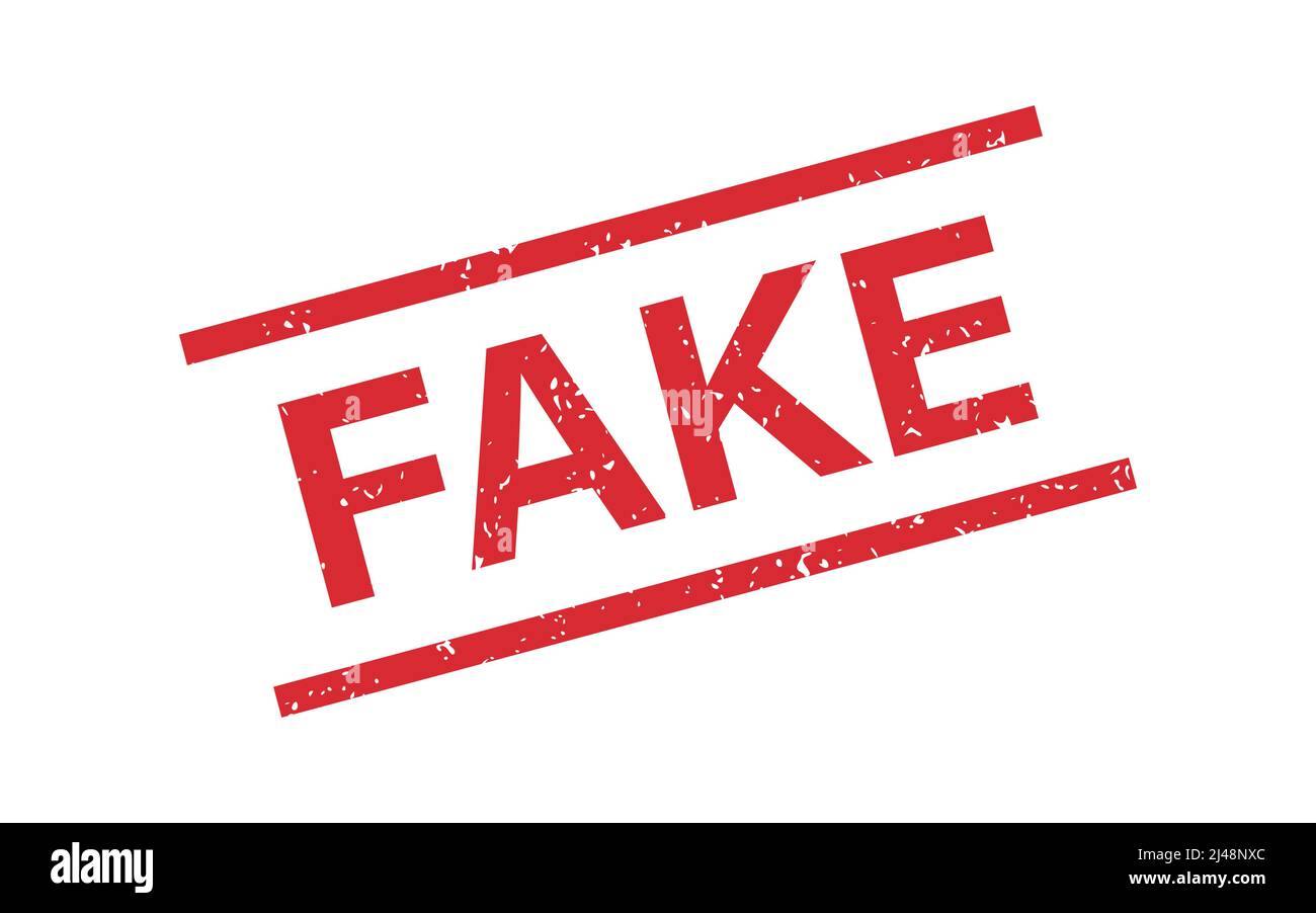 Fake word grunge rubber stamp for media and documents. Fake sign ...