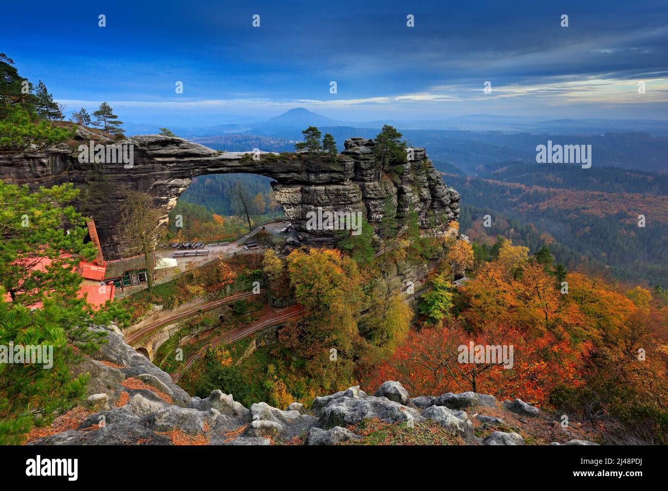 Pravcicka brana, rock monument, sandstone gate. Biggest natural bridge ...