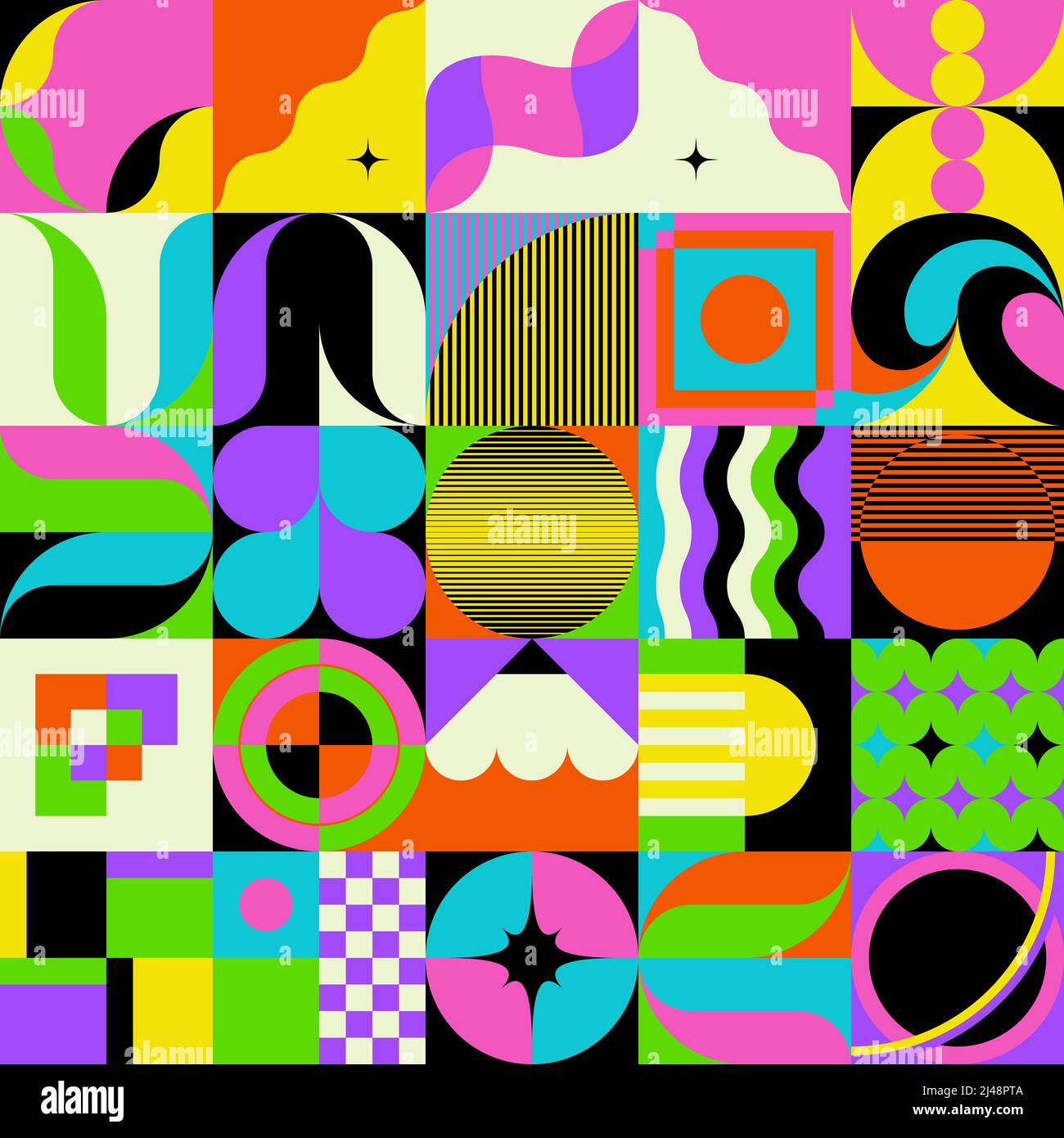 Neon colored abstract vector pattern artwork made with various ...