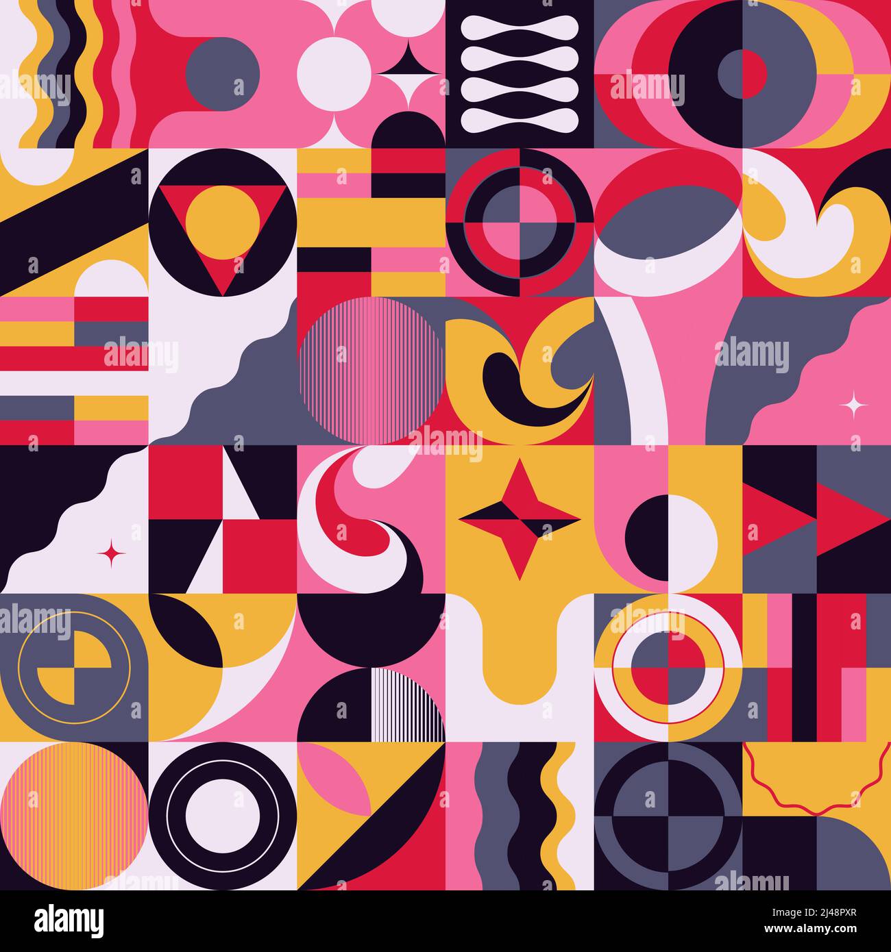 Bauhaus inspired abstract artwork made with vector design elements and ...