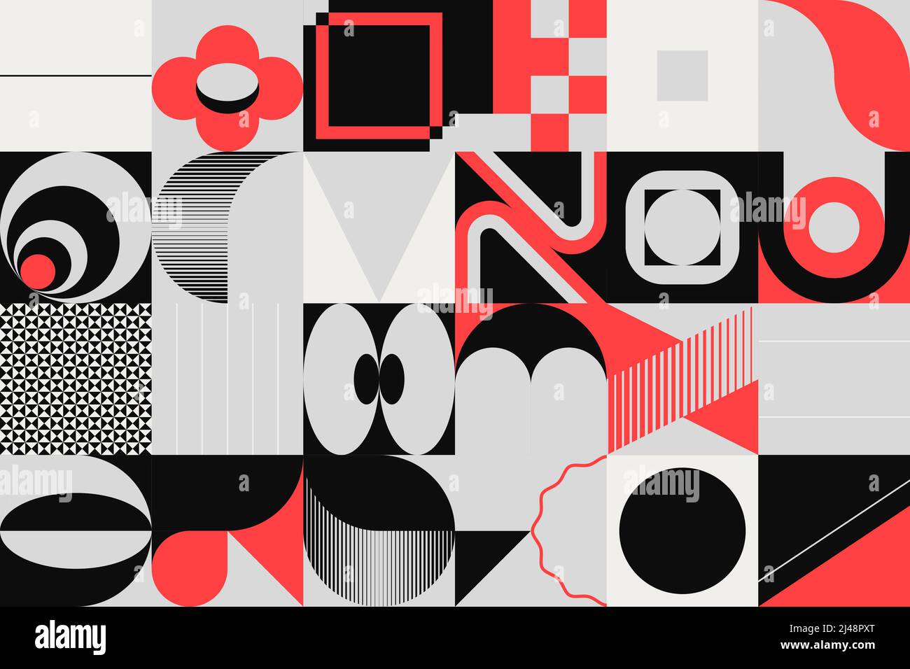 Digital collage graphics pattern made with vector abstract forms and ...