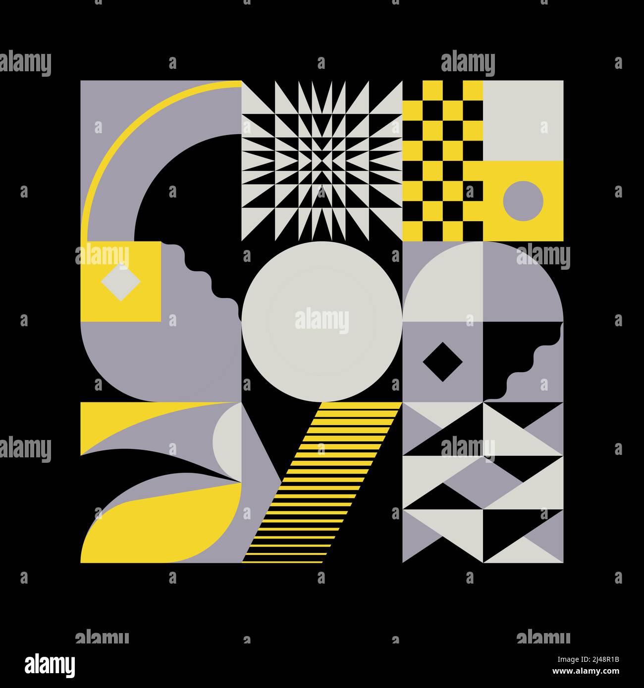 Brutalist Art inspired vector pattern artwork made with abstract ...