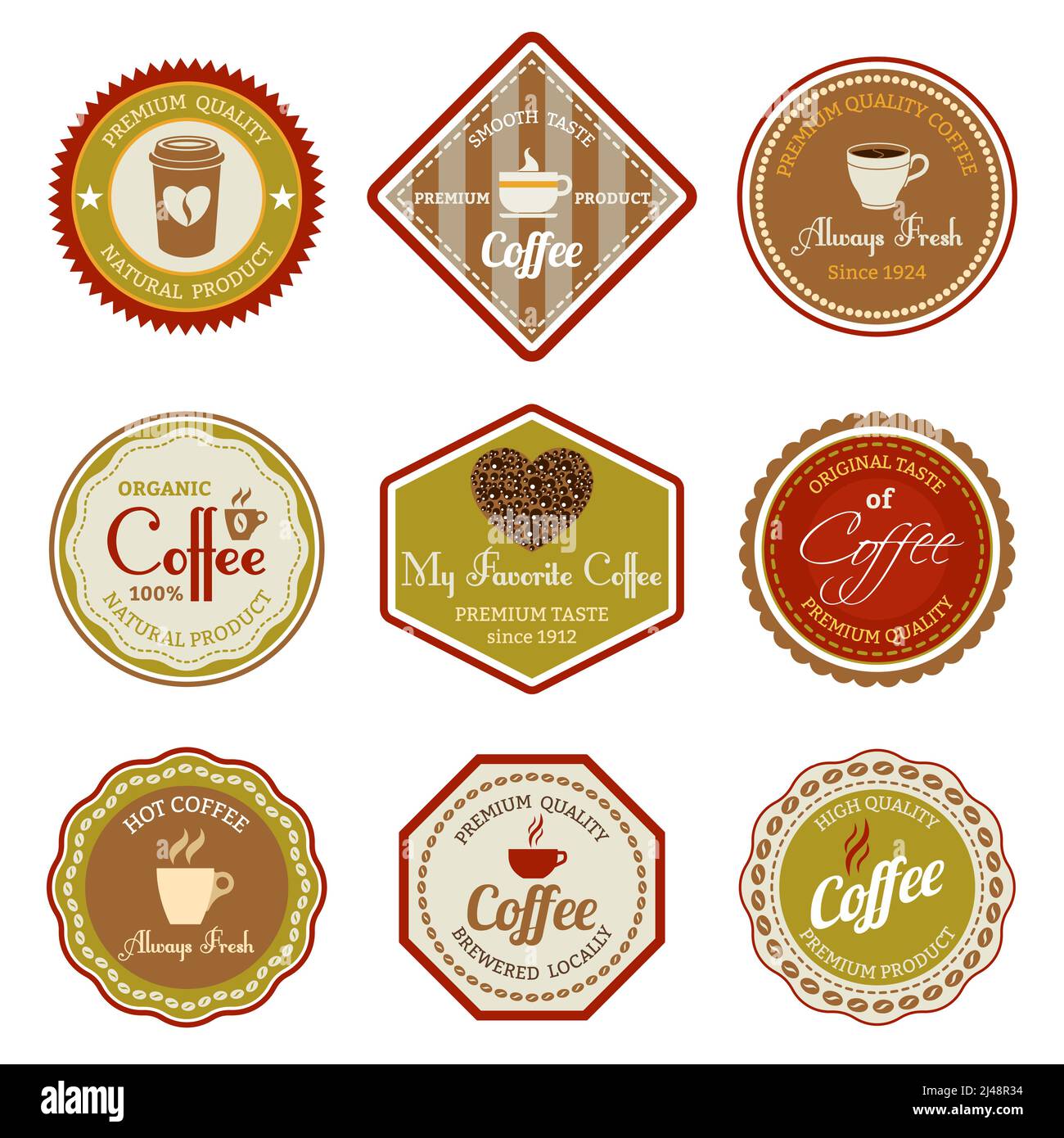 Coffee premium quality natural product smooth taste always fresh labels ...
