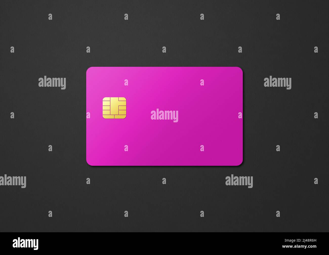 Pink credit card template isolated on a black background. 3D ...