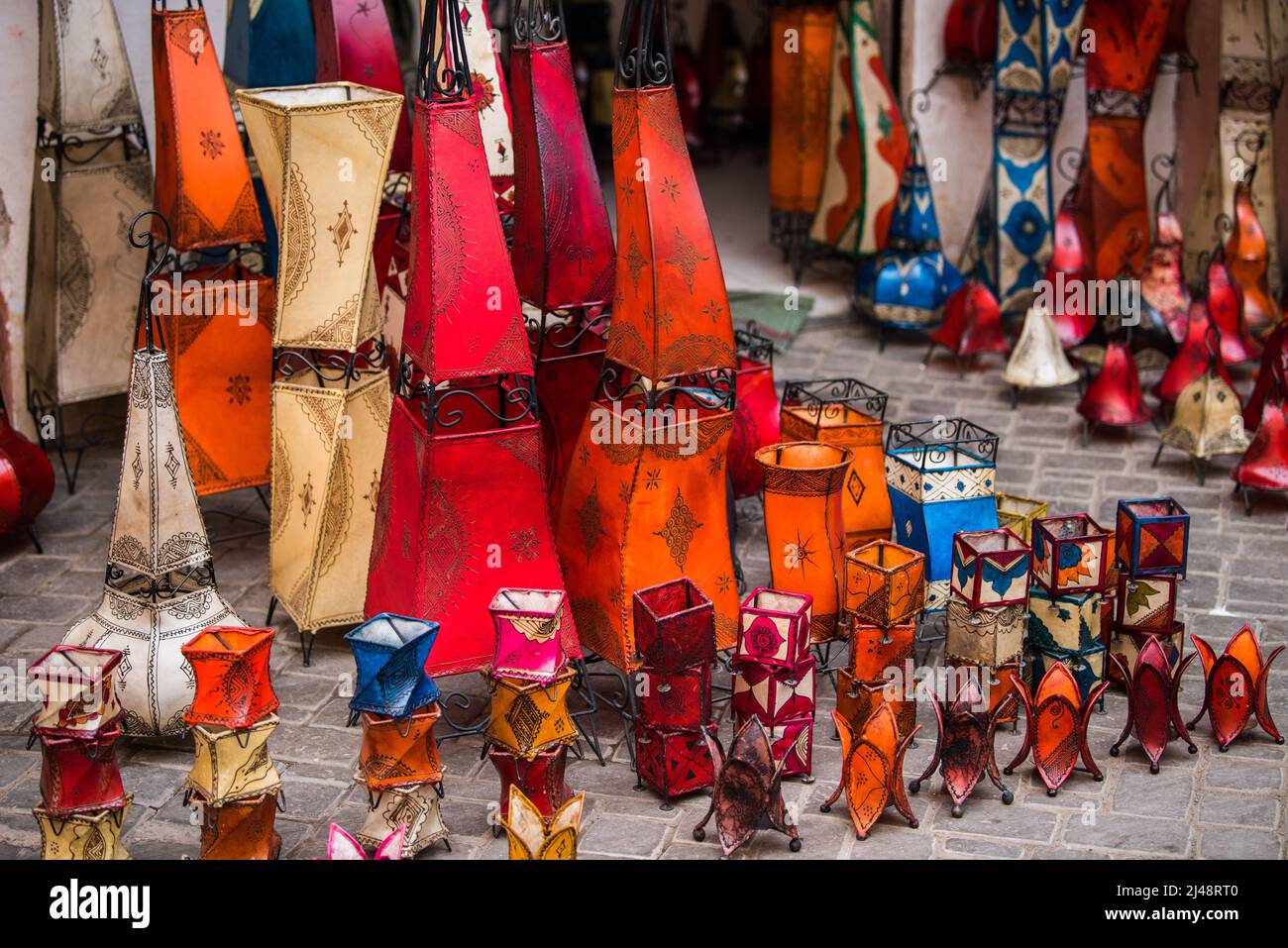 Marrakesh, Morocco - March 28, 2022: All kinds of souvenirs exhibited ...